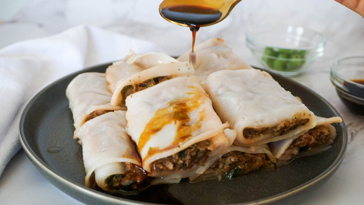 Dim Sum: Beefy Cheung Fun Rolls [Vegan/GF] – Hella Phat Vegan